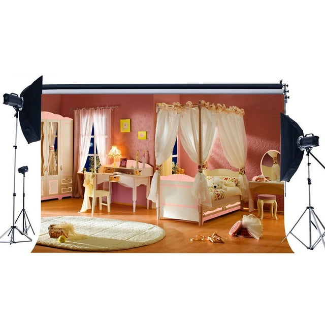 MOHome 7x5ft Photography Backdrop Kinder House Bed Dressing Table White ...