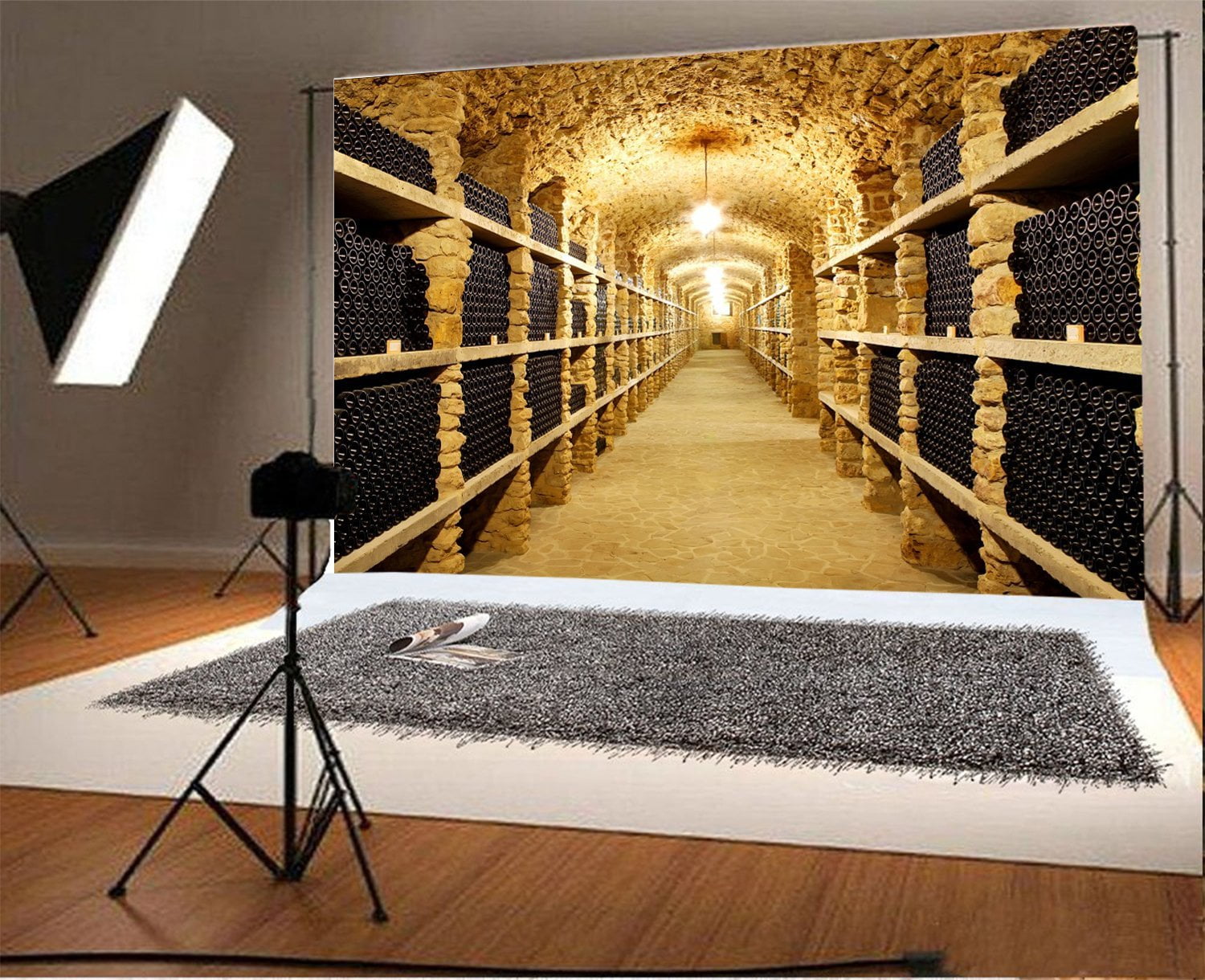 MOHome 7x5ft Photography Backdrop Luxury Wine Cellar Droplight European ...
