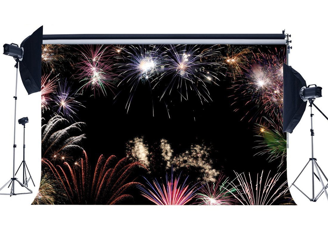 MOHome 7x5ft Photography Backdrop Merry Christmas Fancy Fireqorks ...