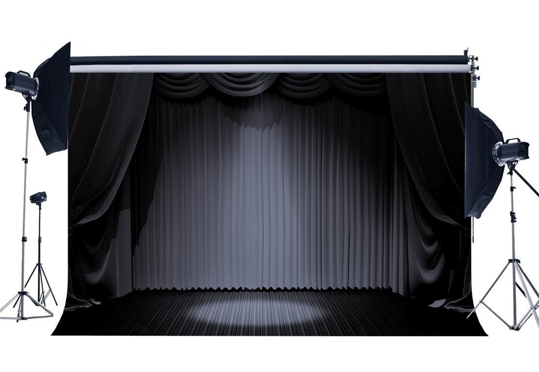 MOHome 7x5ft Photography Backdrop Stage Lights Black Curtain Vintage ...