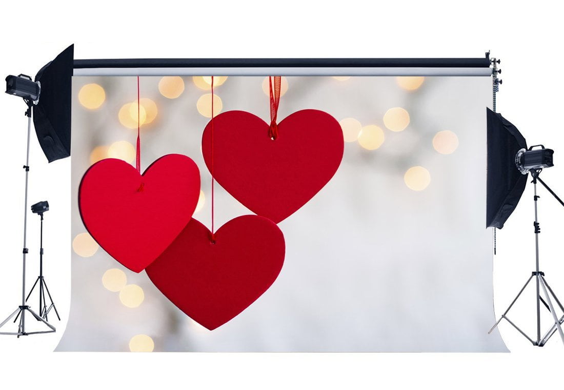 Mohome 7x5ft Photography Backdrop Valentines Day String Red Hearts