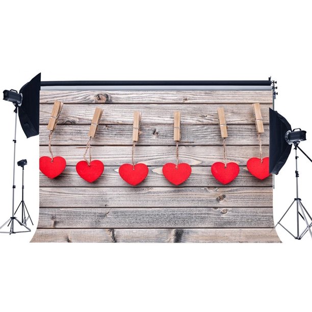 MOHome 7x5ft Photography Backdrop Valentine's Day String Red Hearts ...