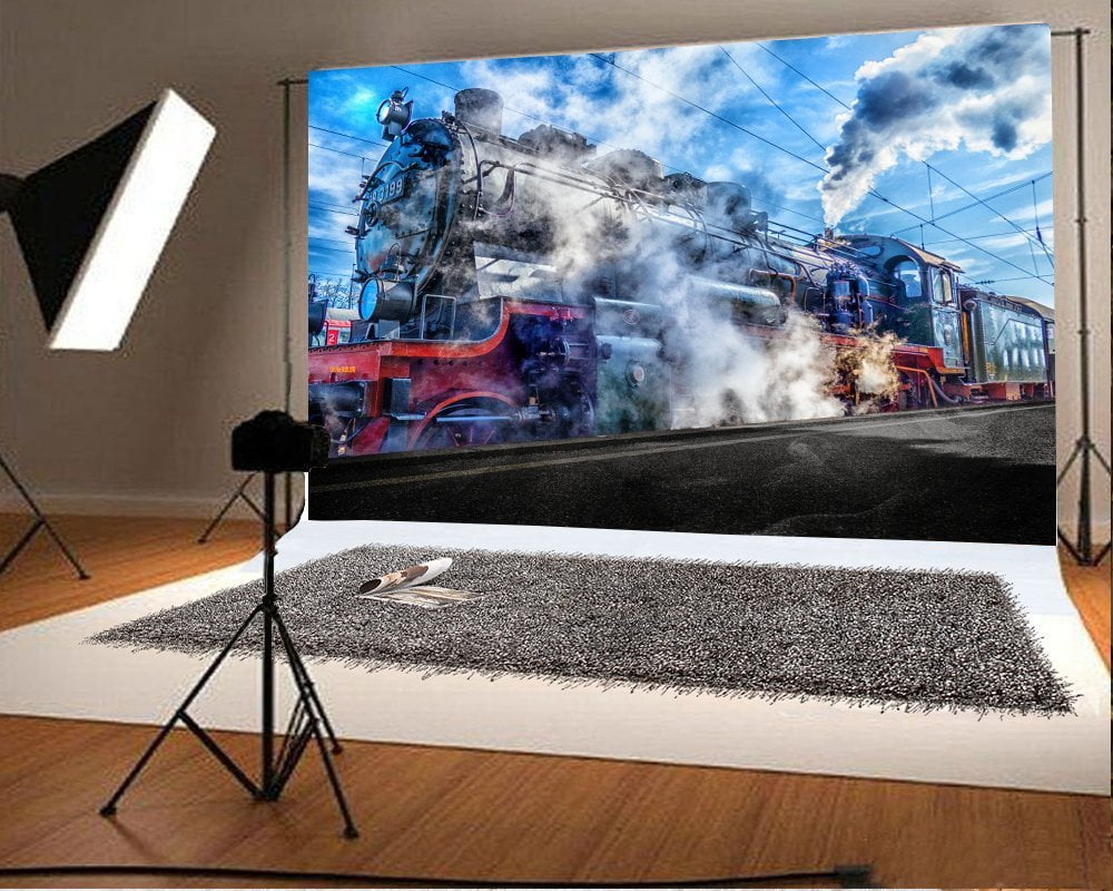 MOHome 7x5ft Photography Backdrop Vintage Steam Locomotive Chimney ...