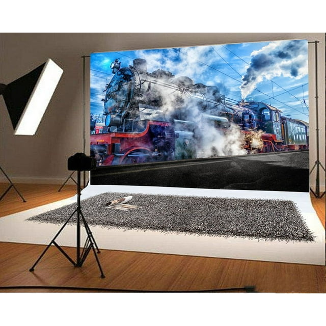 MOHome 7x5ft Photography Backdrop Vintage Steam Locomotive Chimney ...