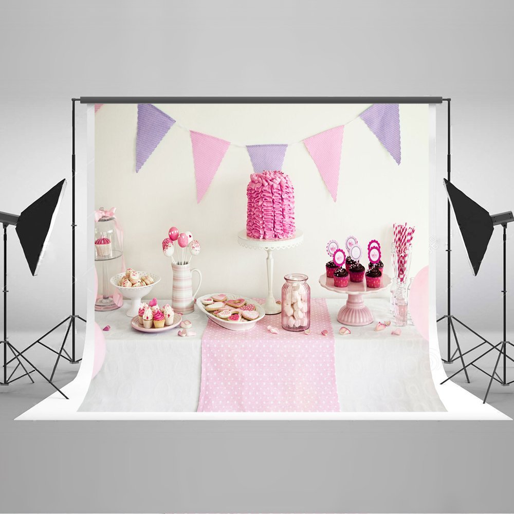 MOHome 7x5ft Photography Backdrops Birthday Party Ceremony Pink Theme ...