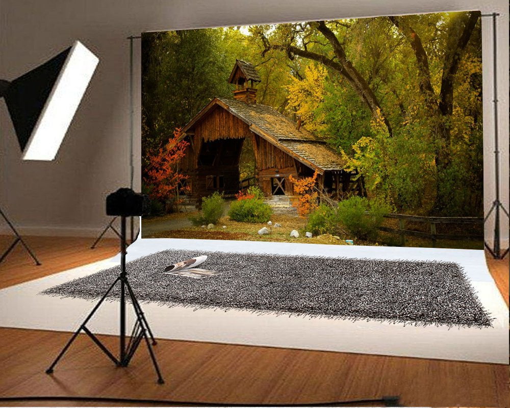 MOHome 7x5ft Photography Background Shabby Wooden House Hut Deep Forest ...