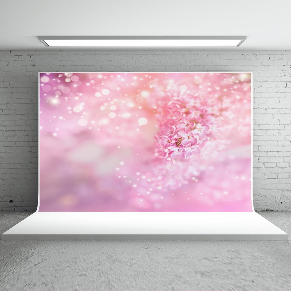MOHome 7x5ft Pink Flowers Photography Backdrops Glitter Polka ...