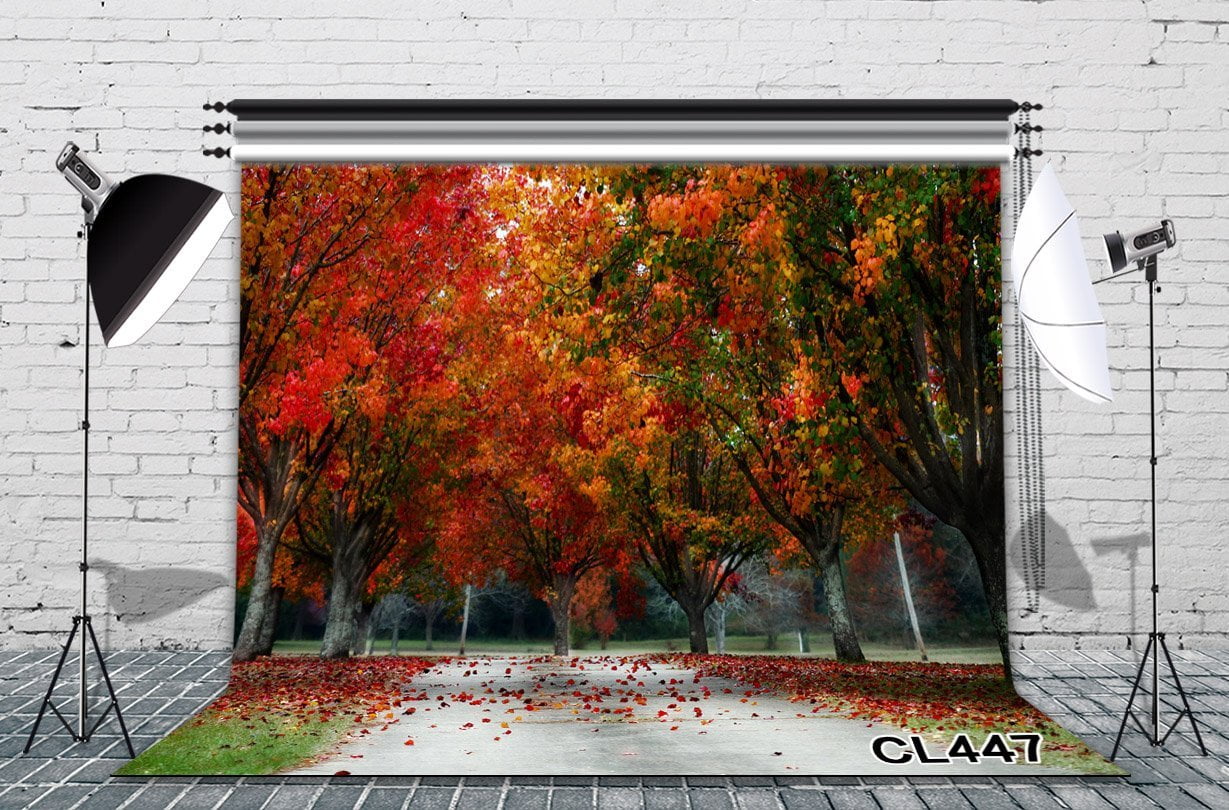 MOHome 7x5ft Red Fallen Leaves Fall Photography Backdrops Studio ...