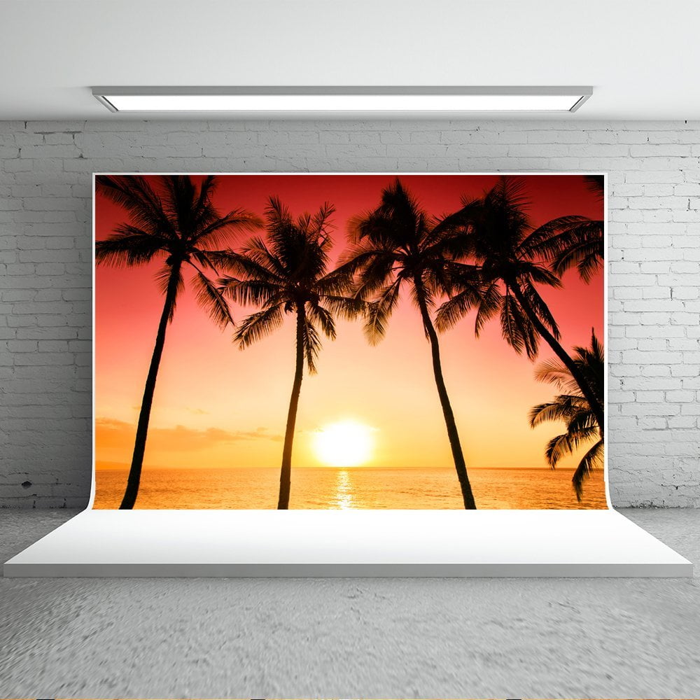 MOHome 7x5ft Red Sunset Scene Sea Backdrop Tree Backdrops Wedding ...