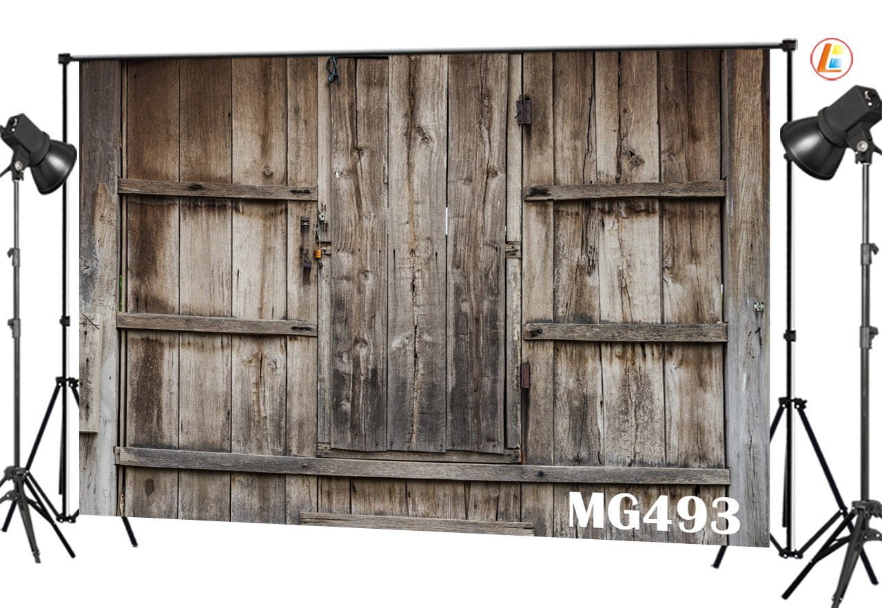 MOHome 7x5ft Rustic Barn Door Photography Backdrops Studio Background ...