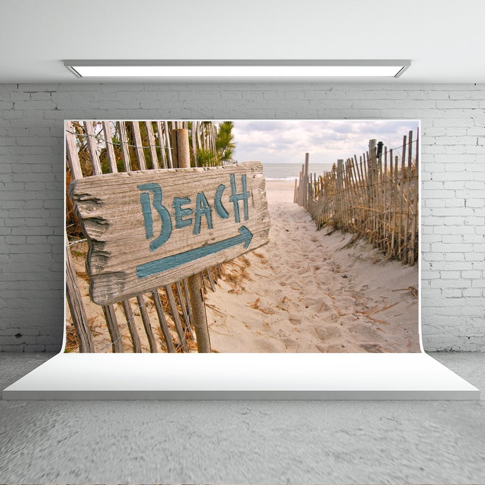 MOHome 7x5ft Seaside Signpost Sandy Photography Backdrop for Pictures ...