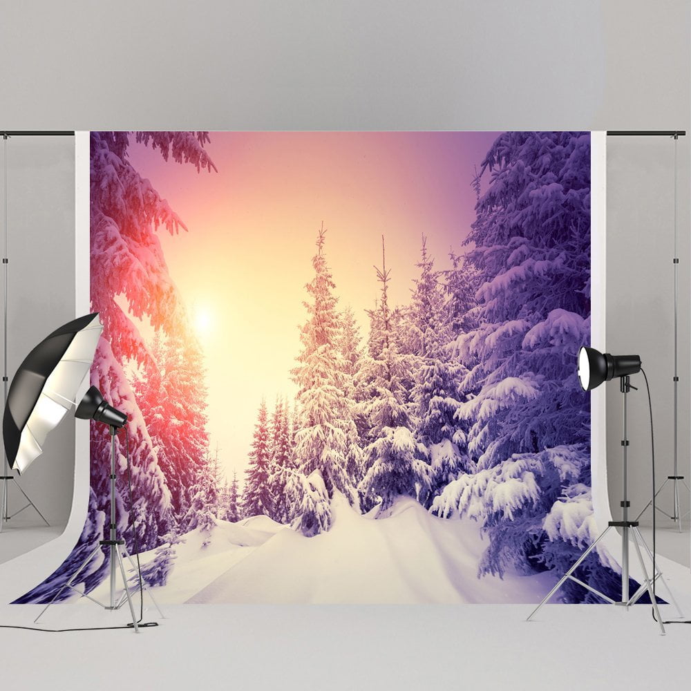 MOHome 7x5ft Setting Sun Backdrops Winter Snow Natural Scenery ...