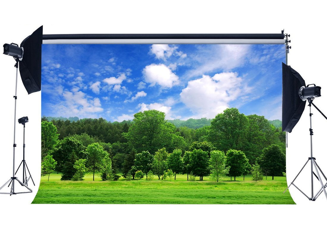MOHome 7x5ft Spring Backdrop Jungle Forest Trees Green Grass Meadow ...