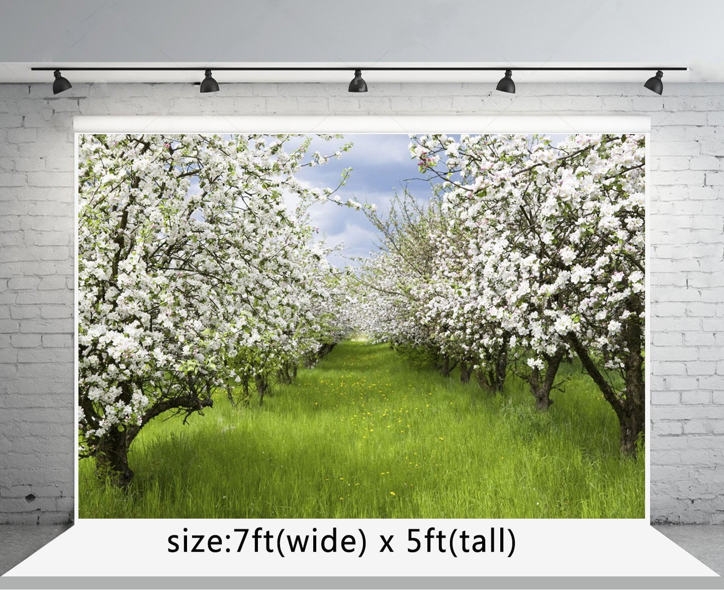 MOHome 7x5ft Spring Photo Backgrounds White Pear Tree Flower Grassland ...