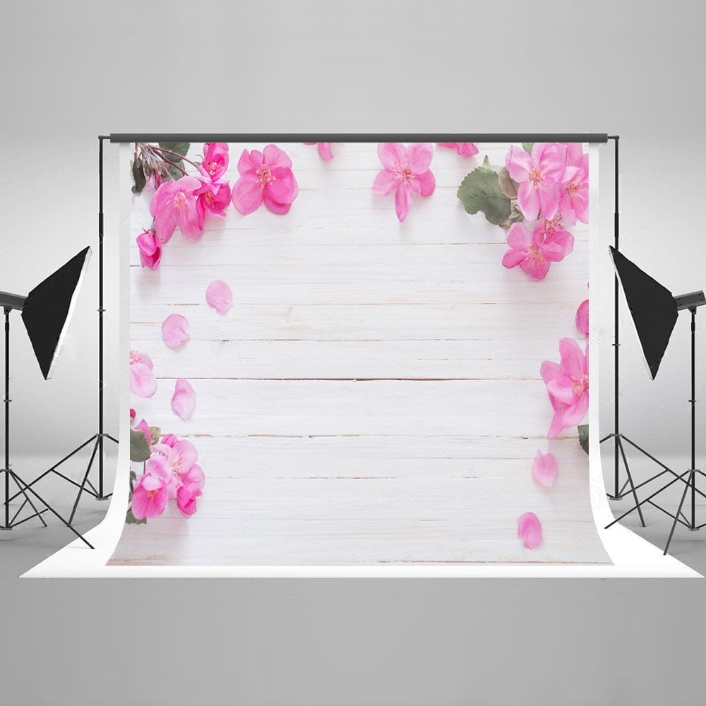 MOHome 7x5ft Spring Photography Backdrop White Wood with Flower Photo ...