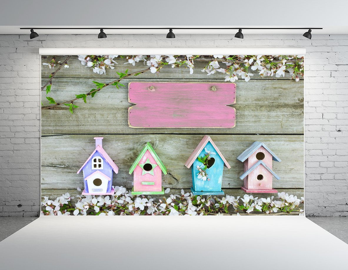 Mohome 7x5ft Spring Photography Backdrops Wooden Wall Background Photo