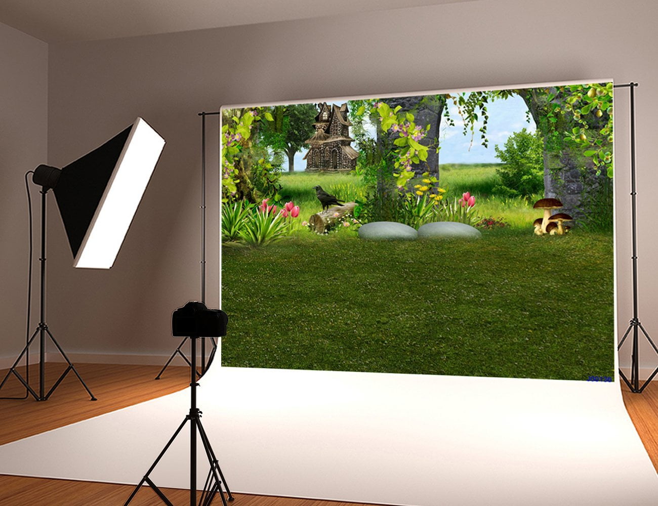 Mohome 7x5ft Spring Scene Photography Backdrop Pink Flowers Stones