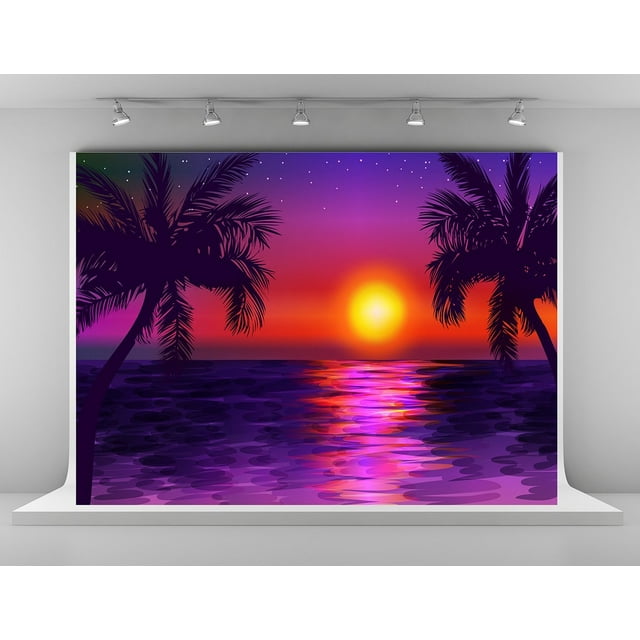 MOHome 7x5ft Summer Sunset Backdrops for Photography Beach in Evening Background Stars Photo ...