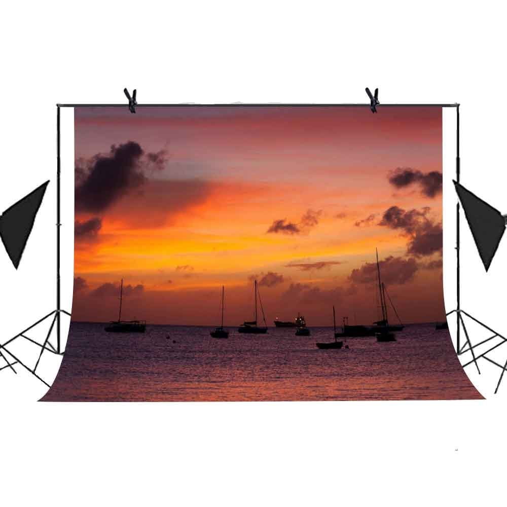 MOHome 7x5ft Sunset Seascape Backdrop Sunset Sea Sky Clouds Ship ...