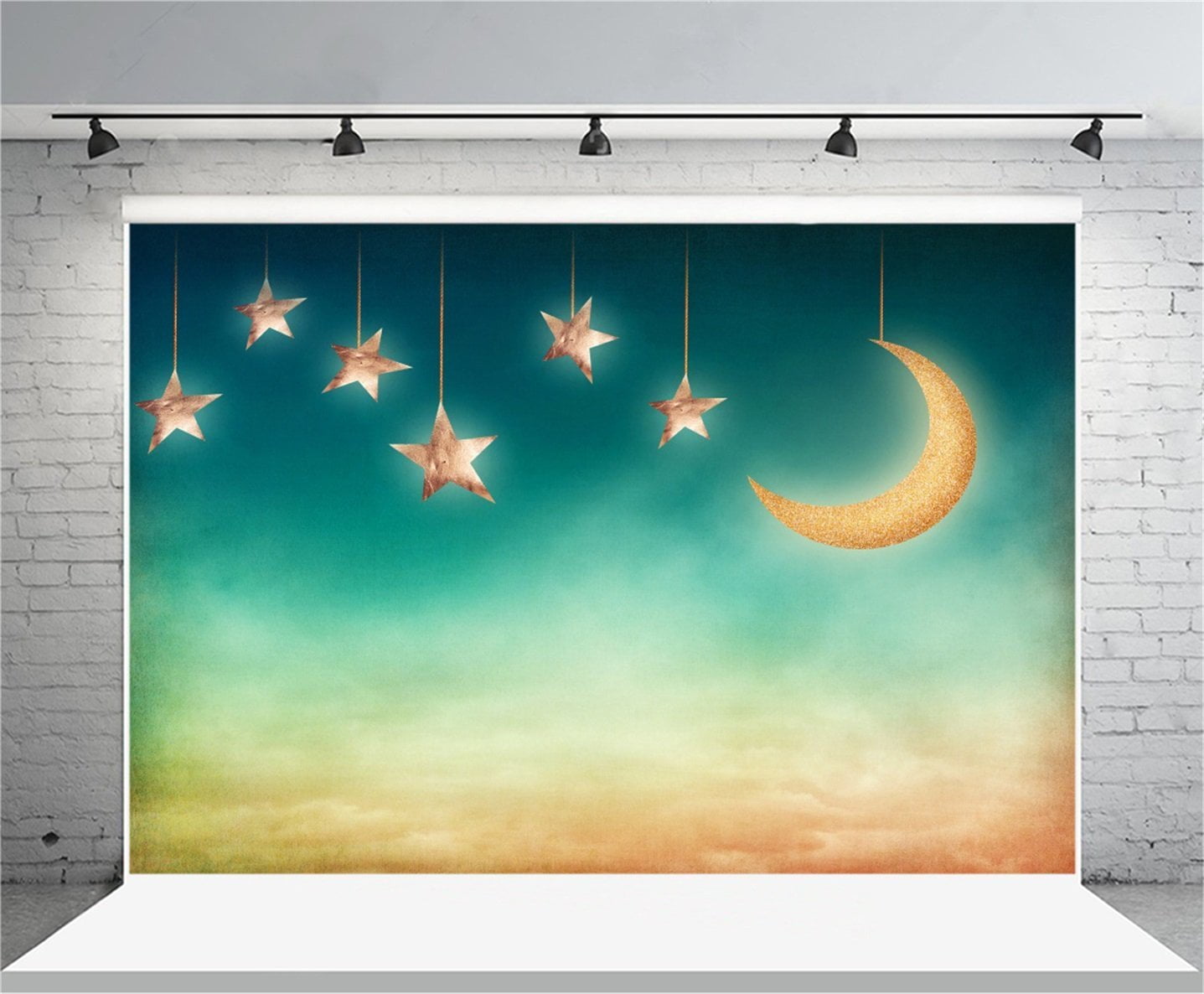 MOHome 7x5ft Sweet Star Moon Backdrop Dreamy Night Sky Photography ...