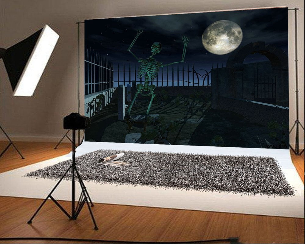 MOHome 7x5ft Thriller Halloween Photo Backdrops Dark Human Skeleton ...