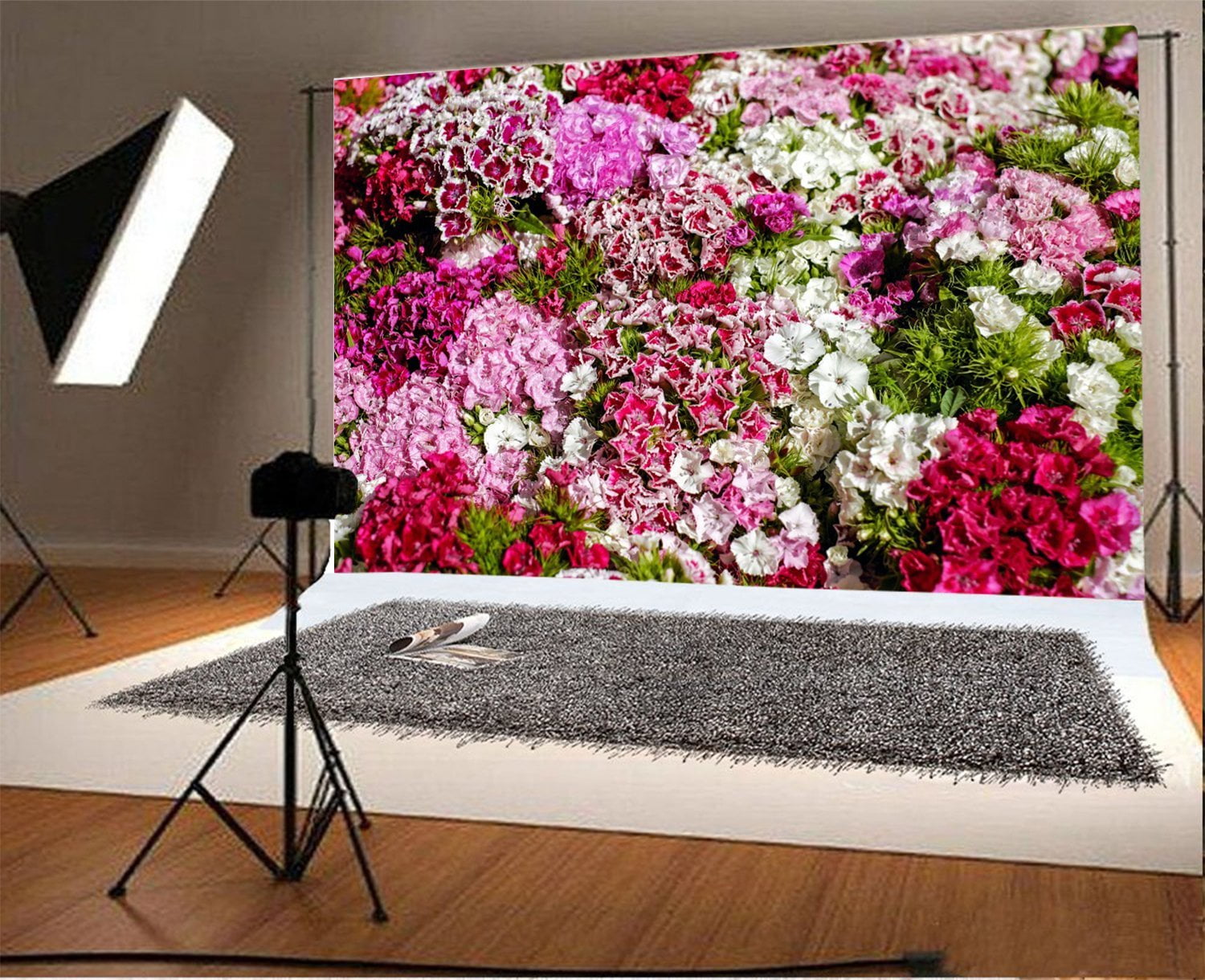 MOHome 7x5ft Valentine's Day Backdrop Blooming Flowers Green Leaves ...