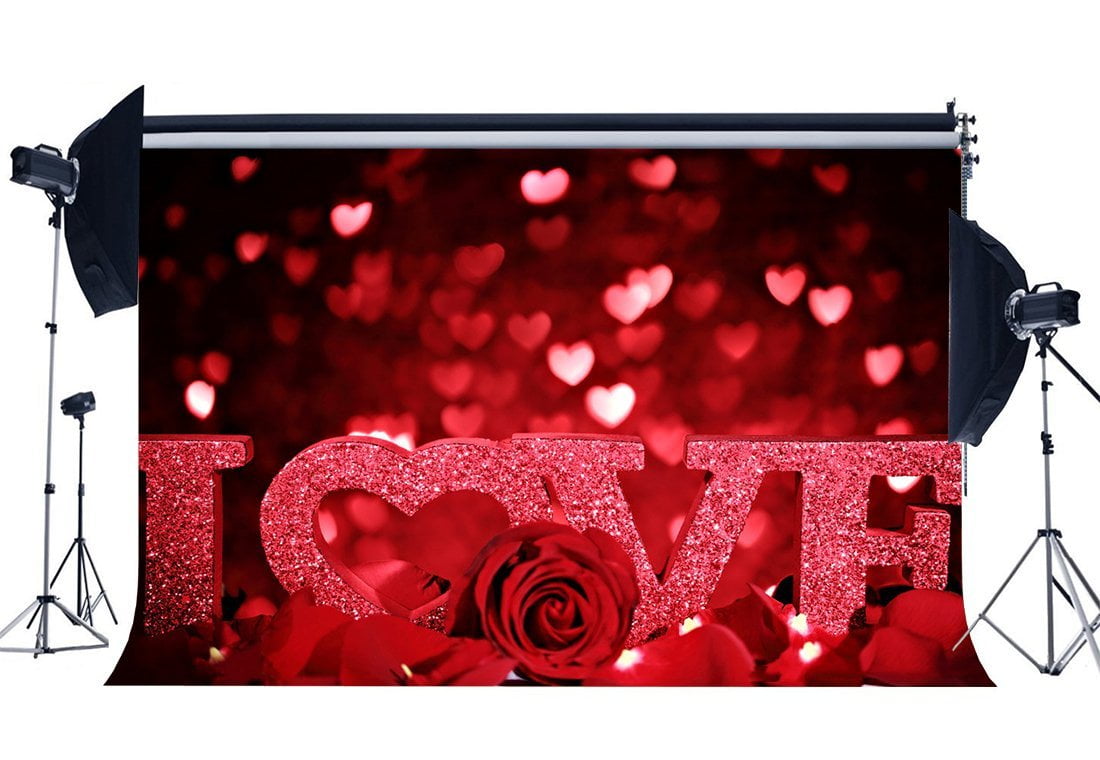 MOHome 7x5ft Valentine's Day Backdrop Red Rose Flowers Love Background ...