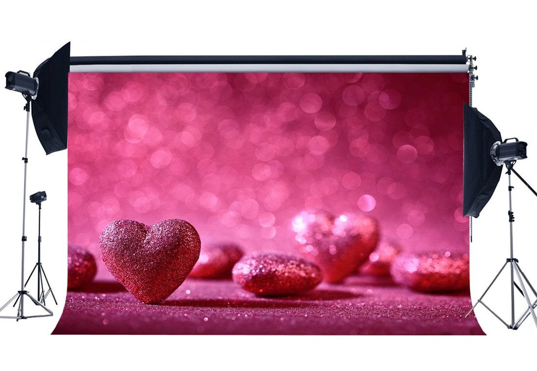 Mohome 7x5ft Valentines Day Backdrop Sweet Hearts Background Bokeh