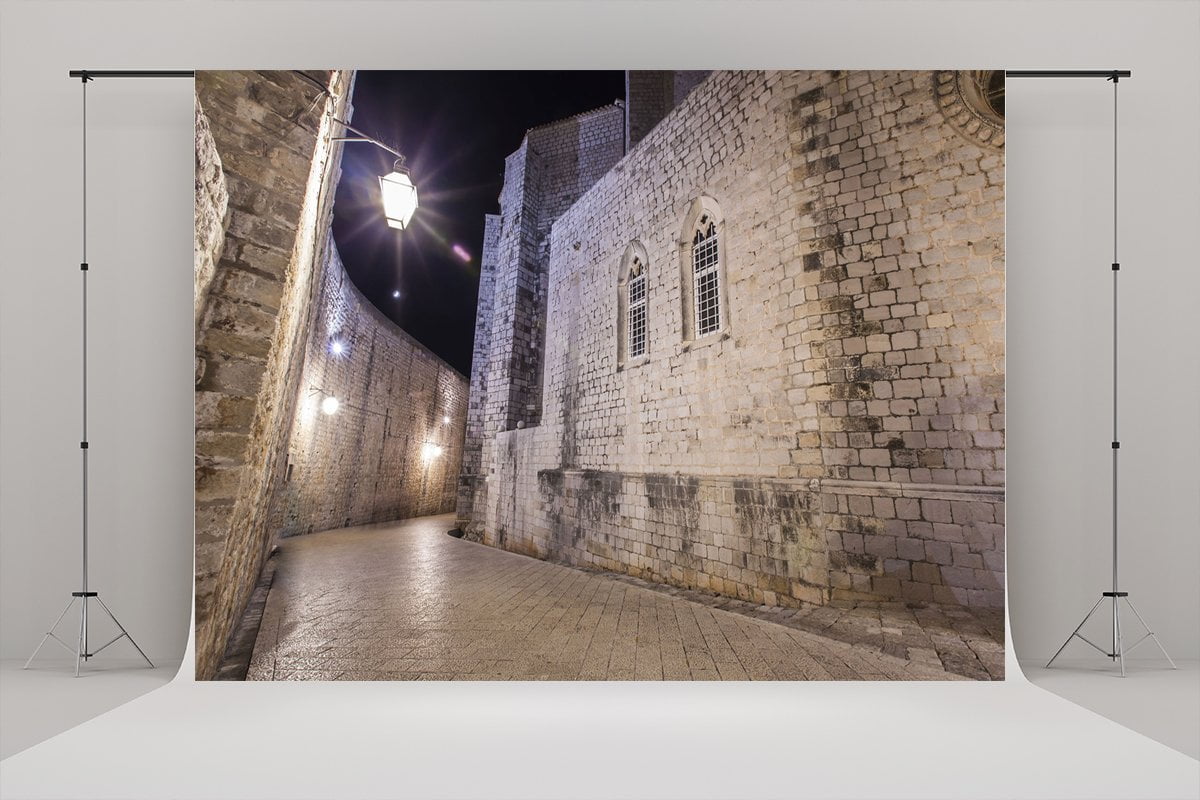 MOHome 7x5ft Vintage Backdrop for Village Brick Building Night Scenery ...