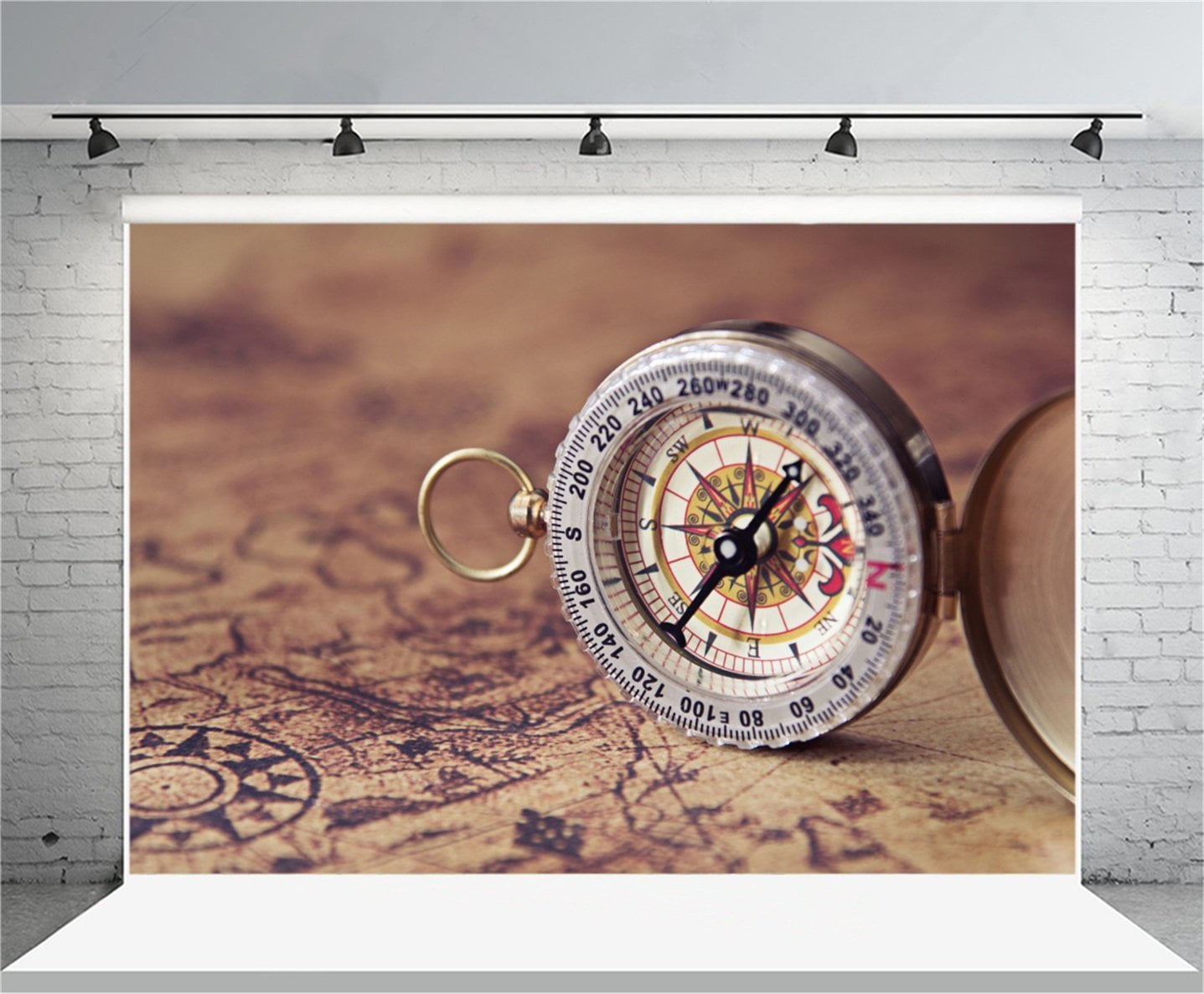 MOHome 7x5ft Vintage Compass Backdrop Old Map Photography Background ...