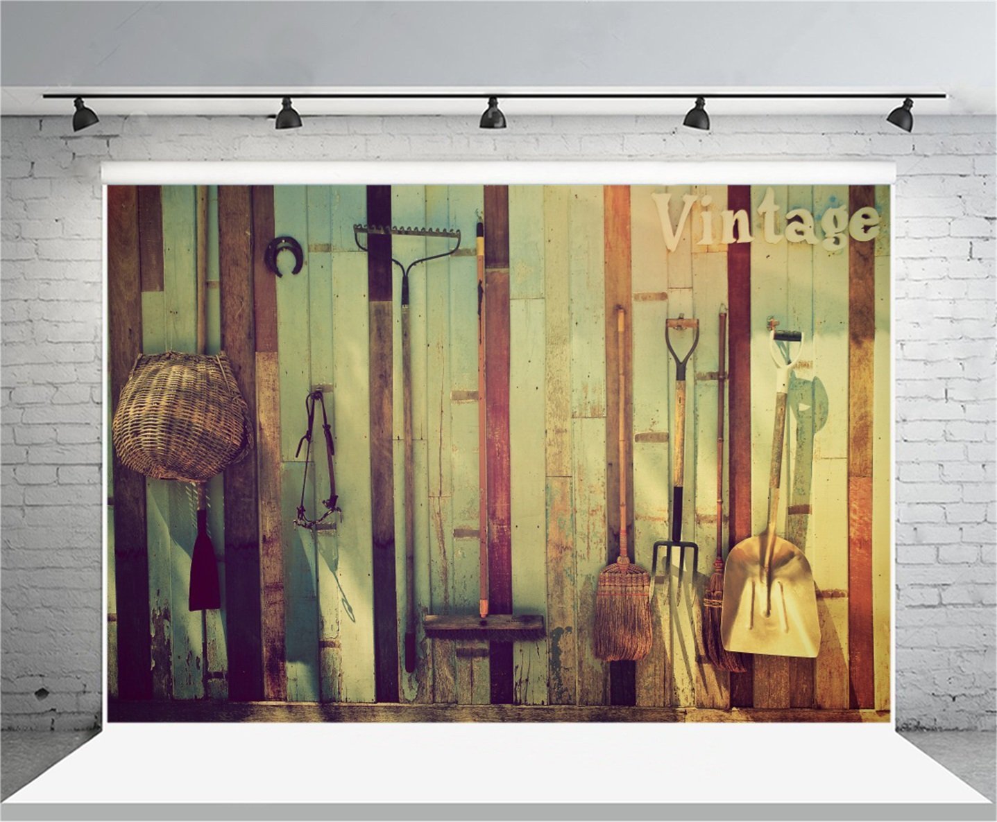 MOHome 7x5ft Vintage Farm Tools Backdrop Barn Implements Photography ...