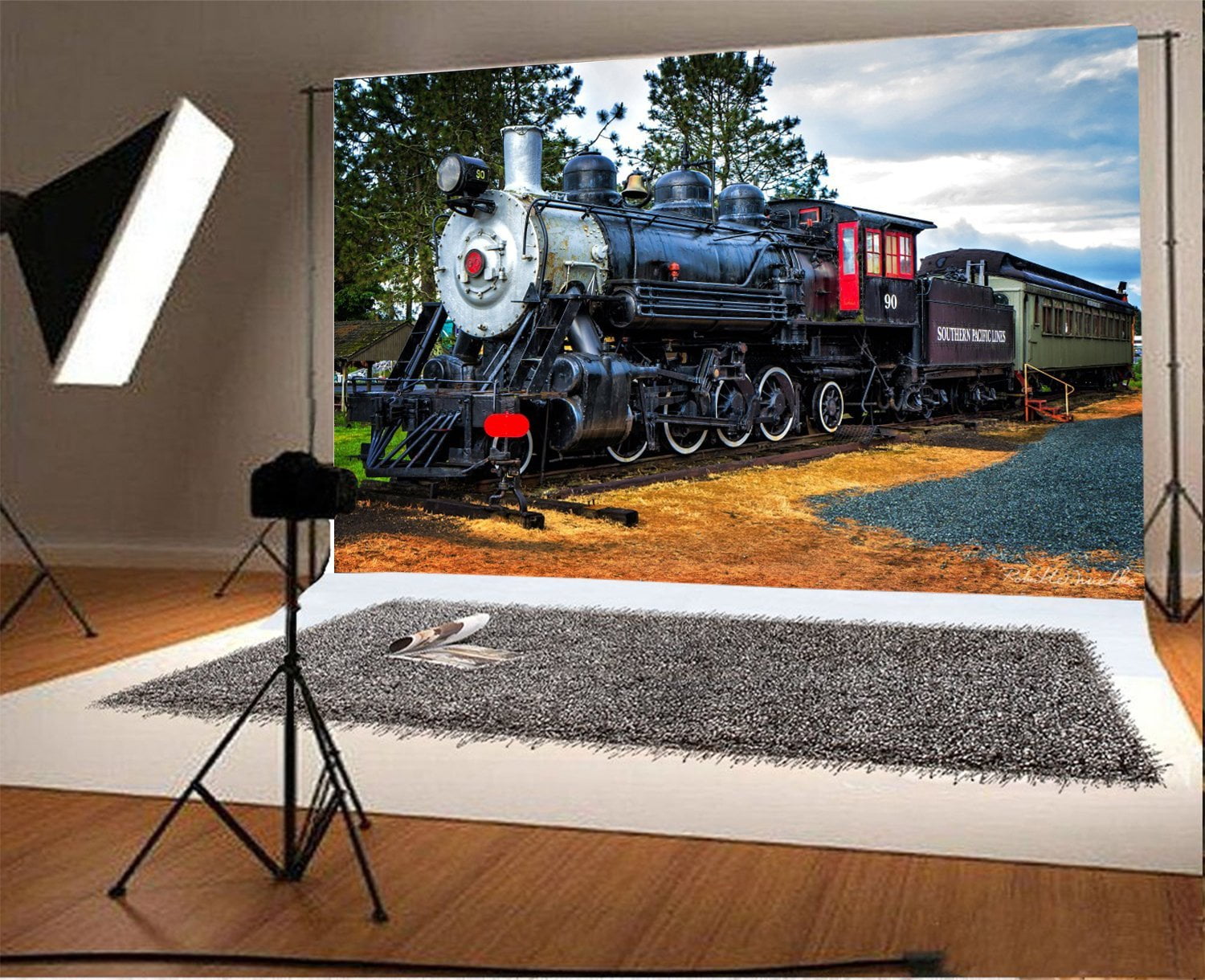MOHome 7x5ft Vintage Old Locomotive Backdrop Ancient Train Railroad ...
