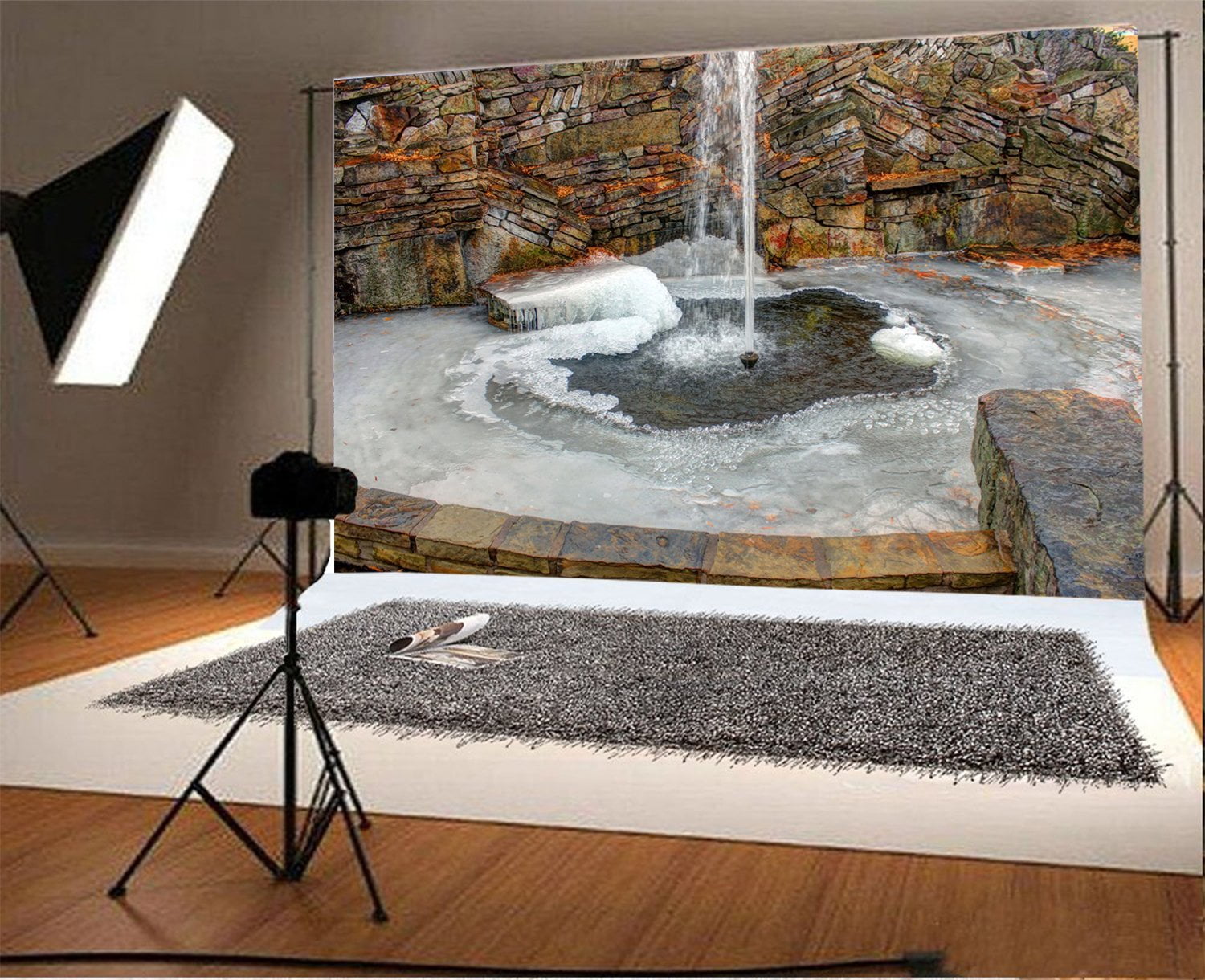 MOHome 7x5ft Water Fountain Backdrop Nature Landscape Weathered Brick ...