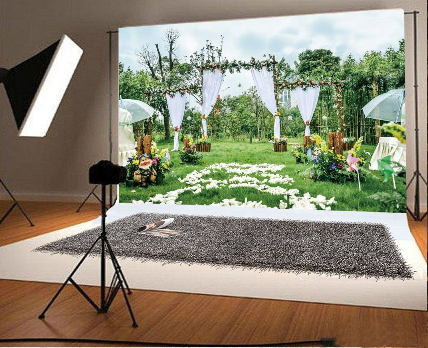 Mohome 7x5ft Wedding Backdrop Spring Outdoor Fresh Flowers White