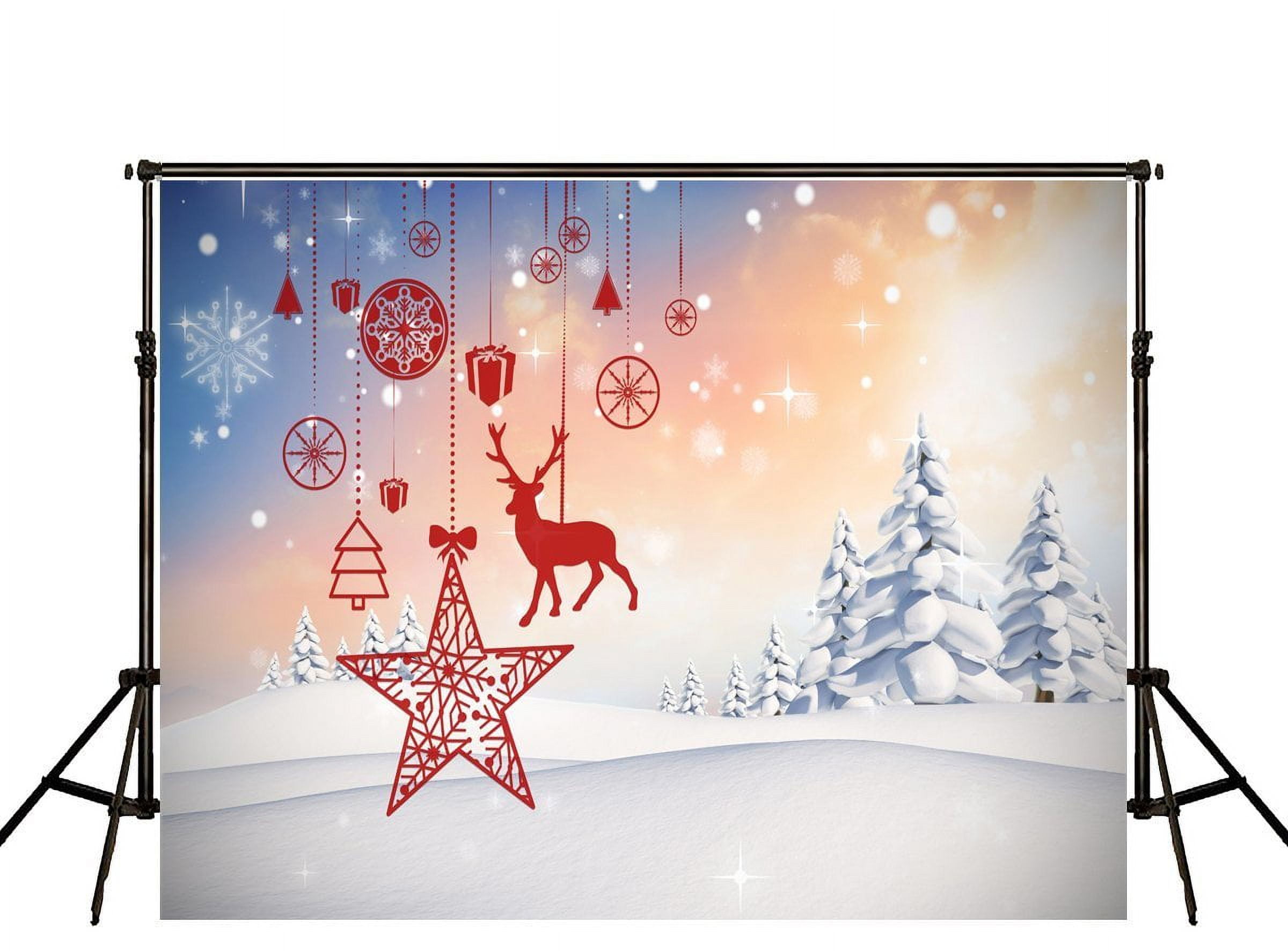 MOHome 7x5ft White Christmas Photography Backdrop Red Paper Cut and ...