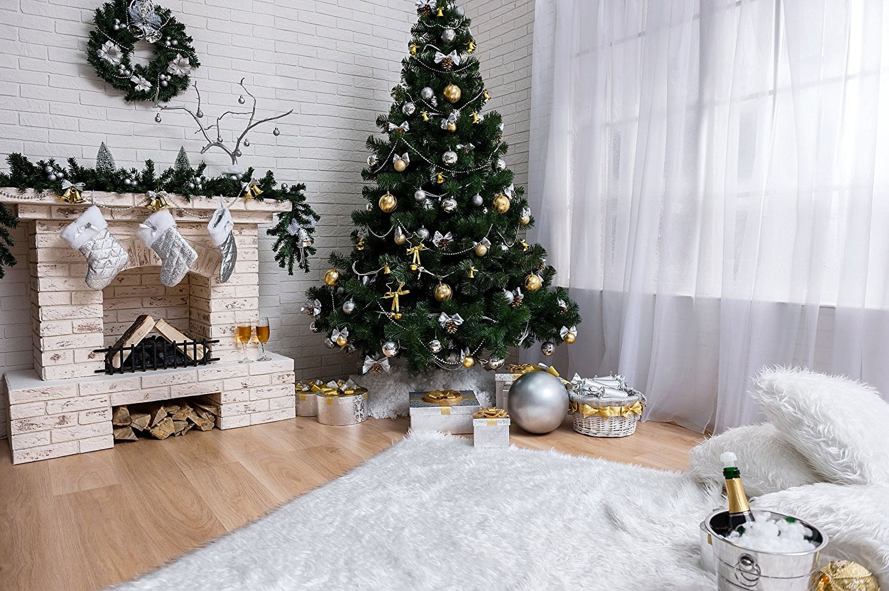 MOHome 7x5ft White Christmas Photography Backdrops Green Christmas Tree ...