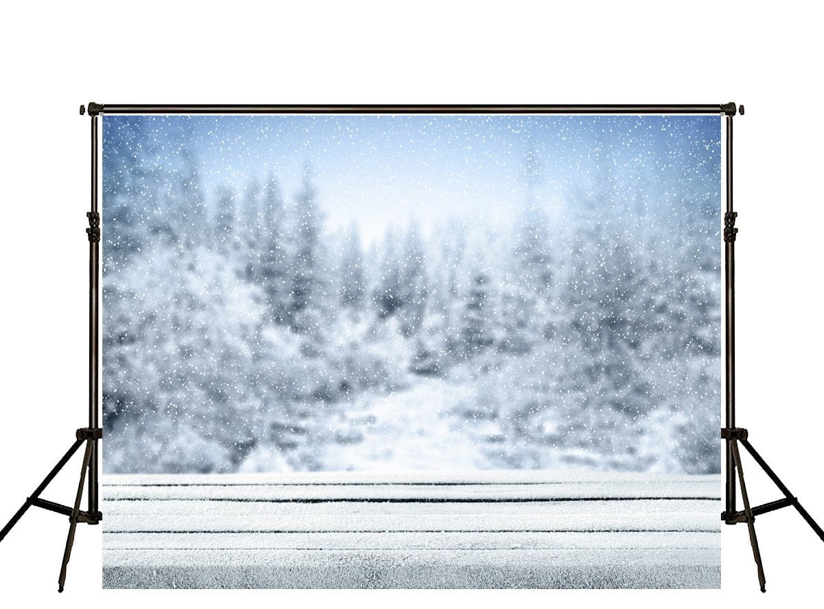 MOHome 7x5ft White Snow Backdrop Photography White Frozen Tree Winter ...