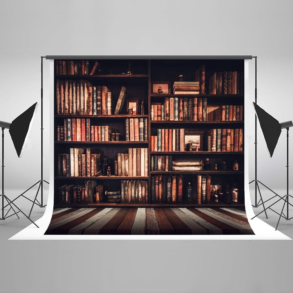 MOHome 7x5ft Wood Backdrops Bookshelf Books Retro Background for Kids ...