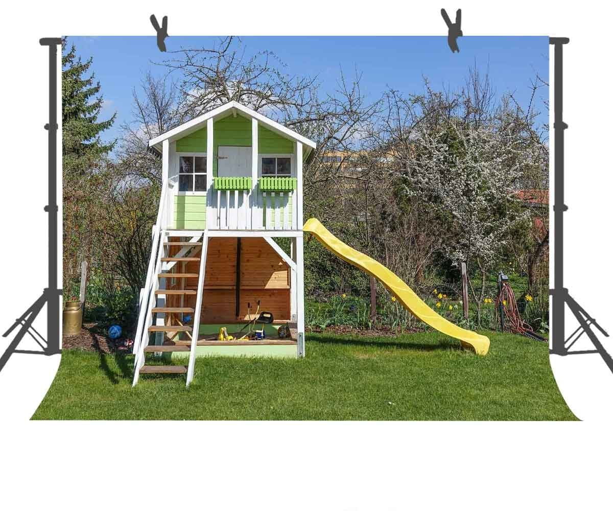 MOHome 7x5ft Wood House and Slide Backdrop Children Photos Background ...