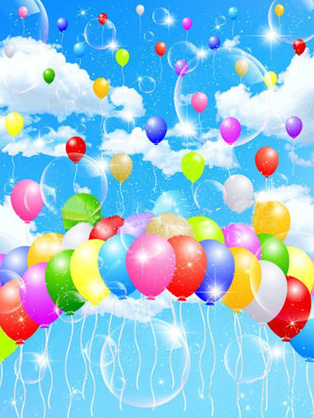 MOHome Baby Shower Backdrop with Colorful Balloons White Clouds Blue ...