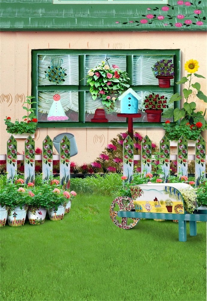 MOHome Backdrop 5x7ft Photography Background Flower Garden Sweet House ...