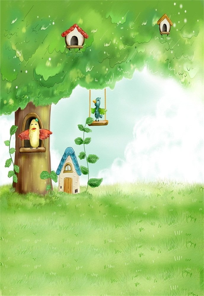 Natural Background For Kids Cartoon Of Children In The Nature