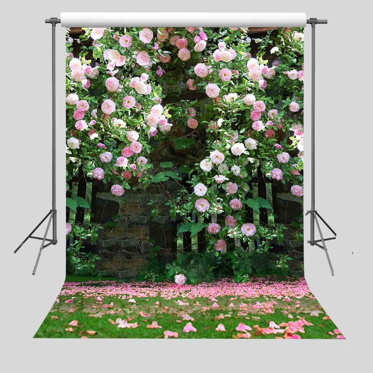 MOHome Background 5x7ft Pink Flowers Photography Backdrop Studio Photo ...