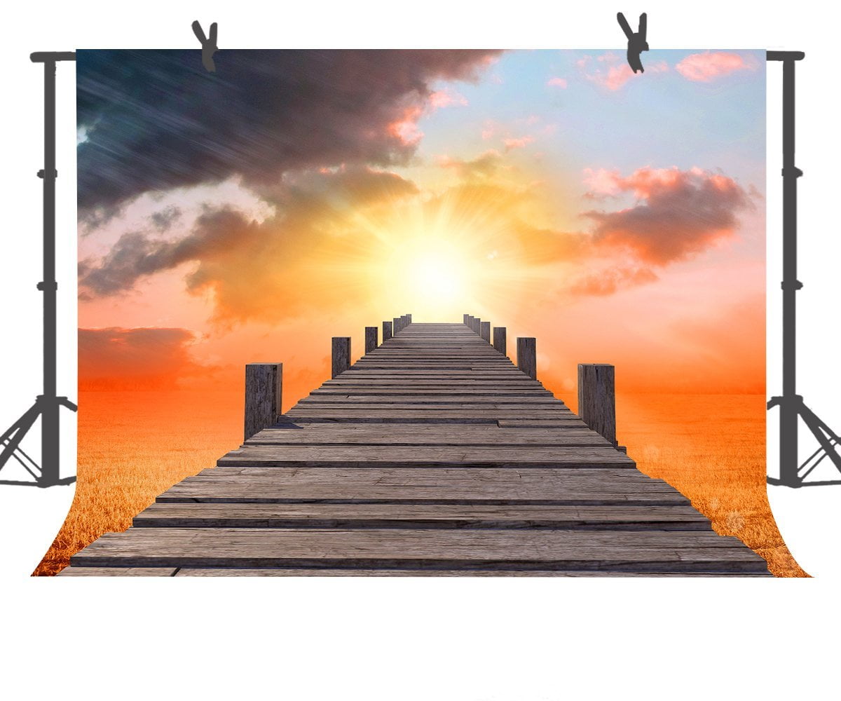 MOHome Background 7x5ft Sunshine Wood Bridge Photography Backdrop Photo ...