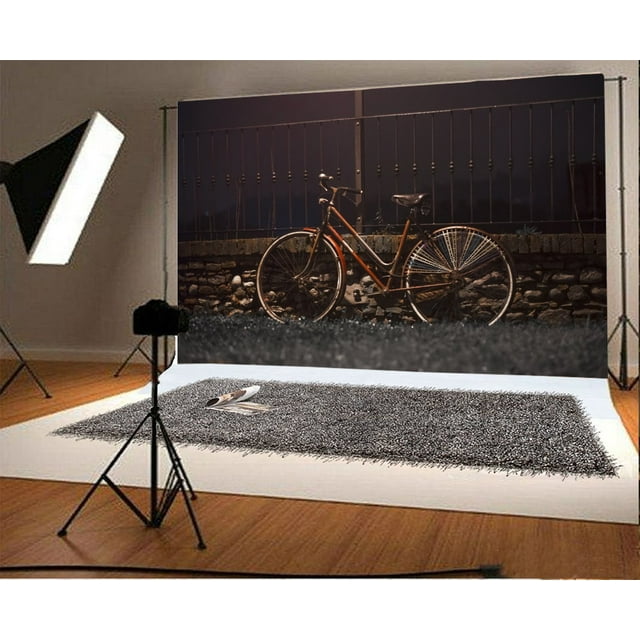 MOHome Bike Backdrop 7x5ft Iron Guardrail Stone Wall Photography ...