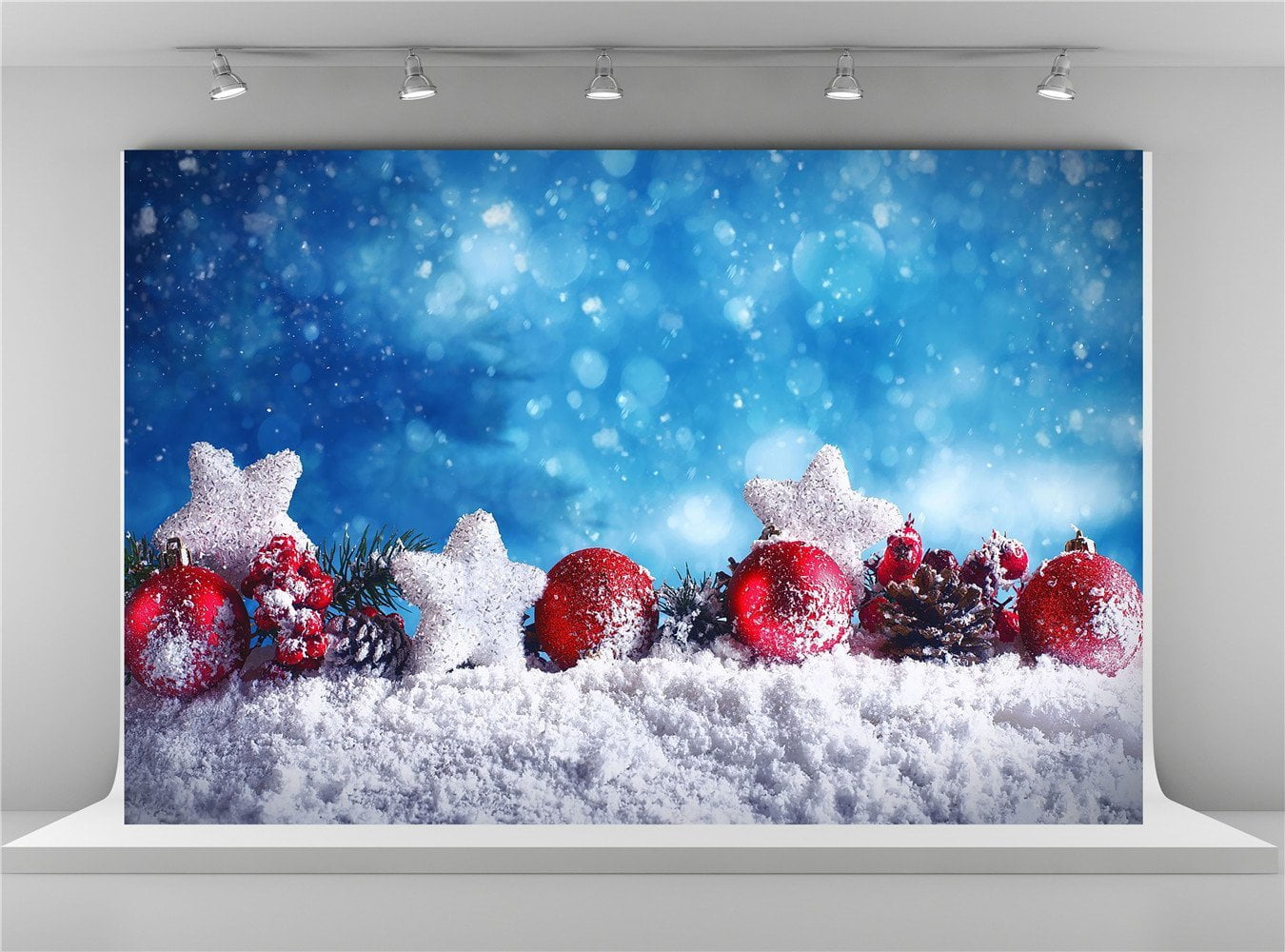 MOHome Blue Christmas Photography Backdrops Red Christmas Decoration ...