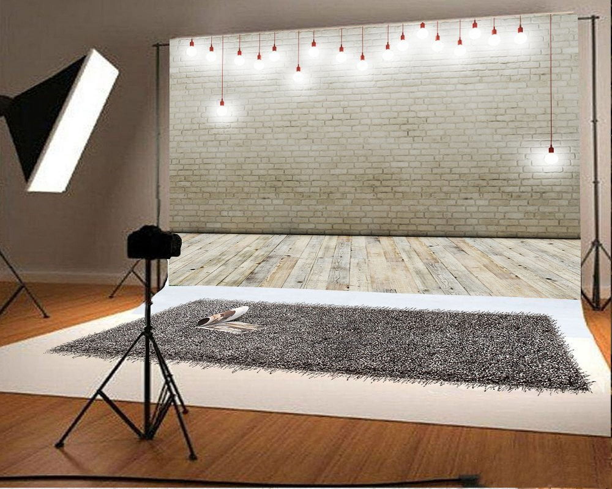 MOHome Brick Wall Backdrop 7x5ft Photography Backdrop Drop Bulbs Wooden ...