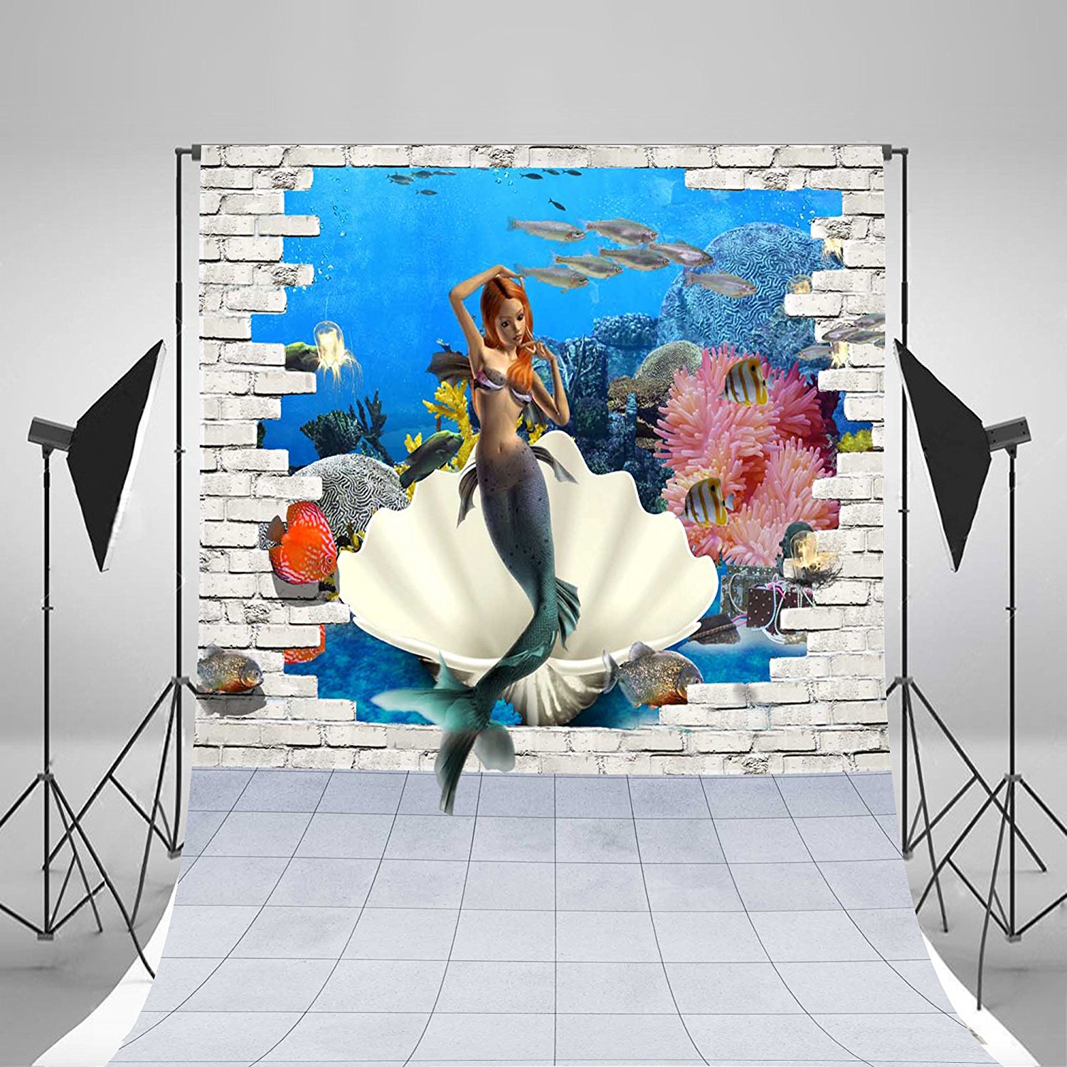 MOHome Brick Wall Backdrops For Photography 5x7ft Mermaid Photo ...