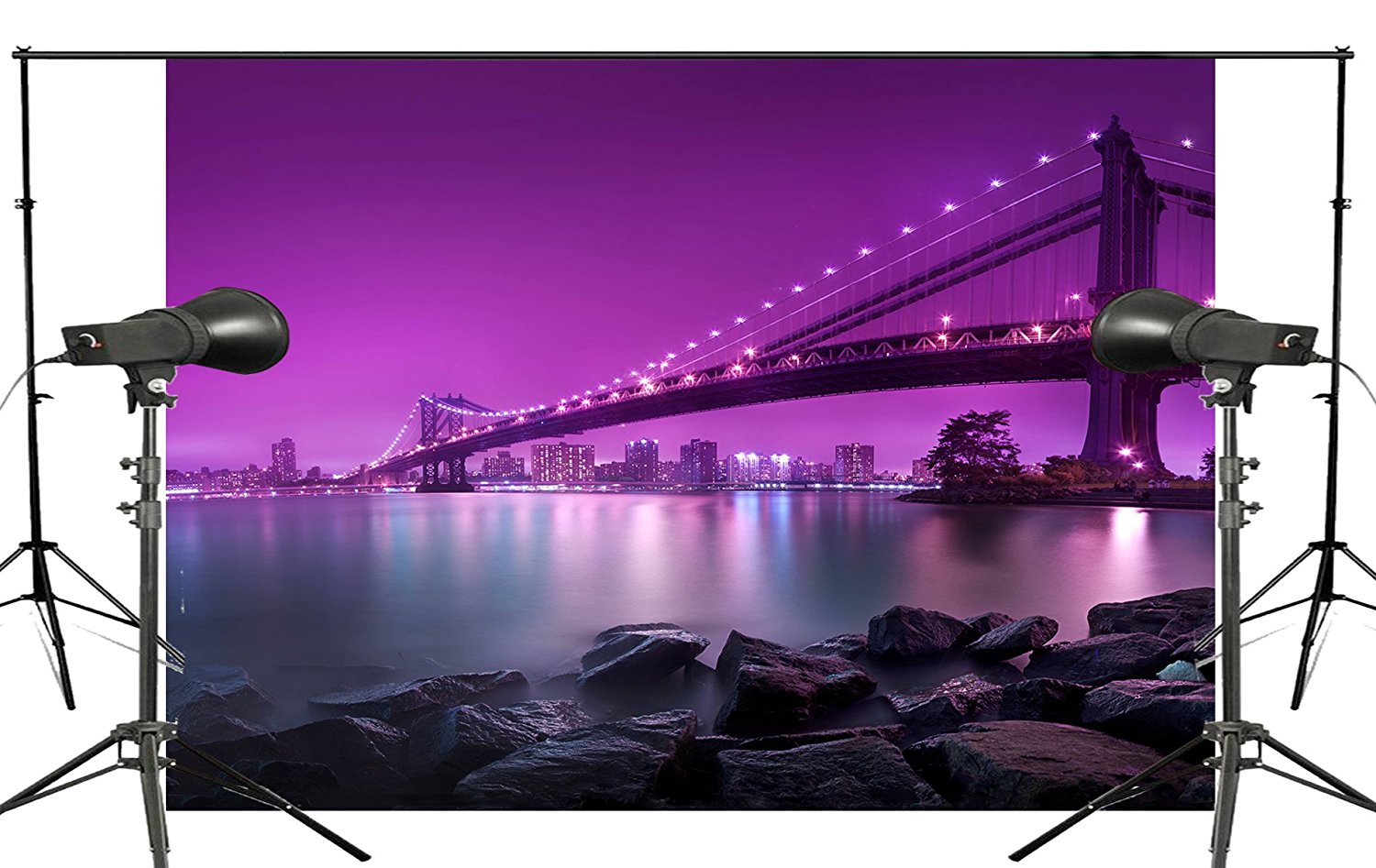 MOHome Brooklyn Bridge Night View Photography Backdrop Props 7x5ft ...