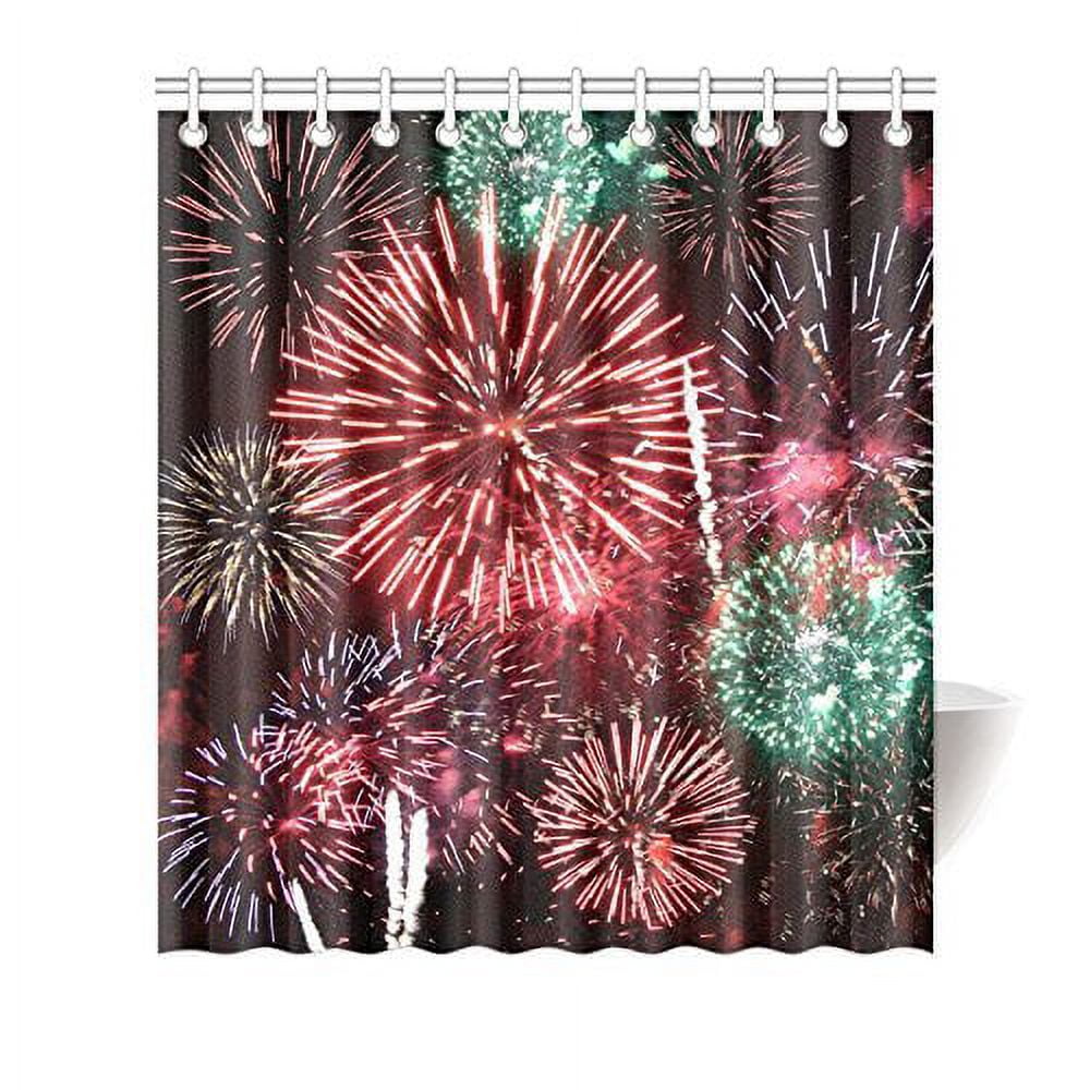 MOHome Fantastic Fireworks Shower Curtain Waterproof Polyester Fabric ...
